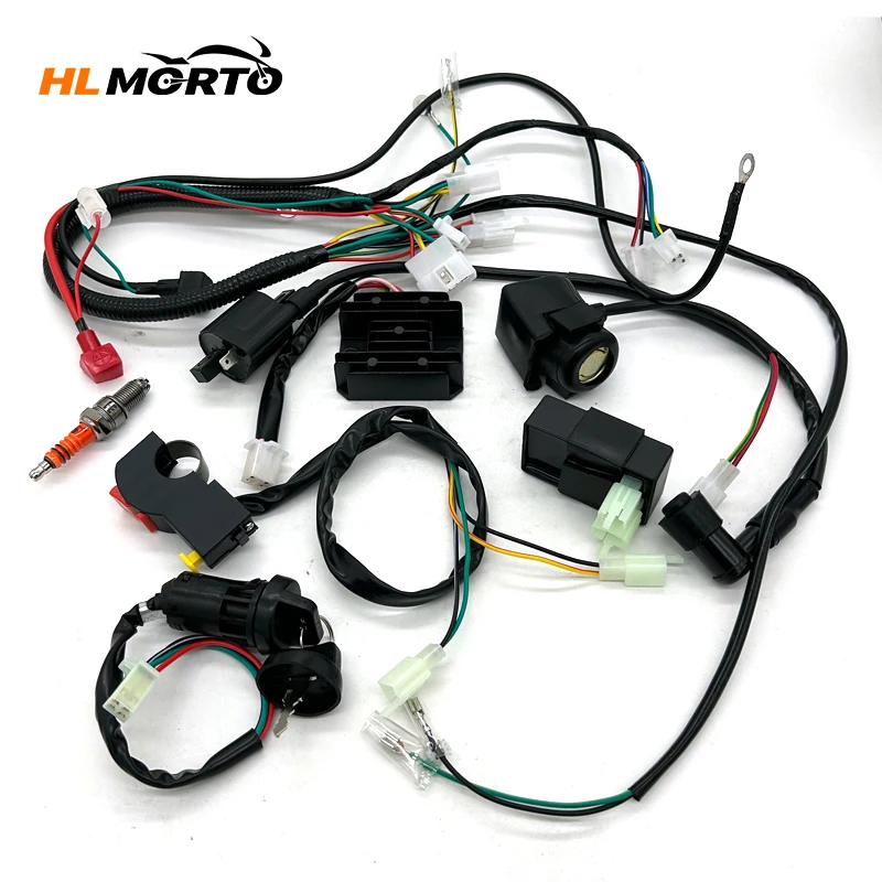 Complete Electrics Wiring Harness Spark Plug CDI Ignition Coil Kit For ...
