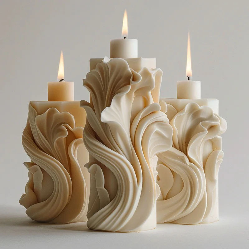 DIY European Wave Candle Silicone Mold Spiral Geometric Shape Twisted ...