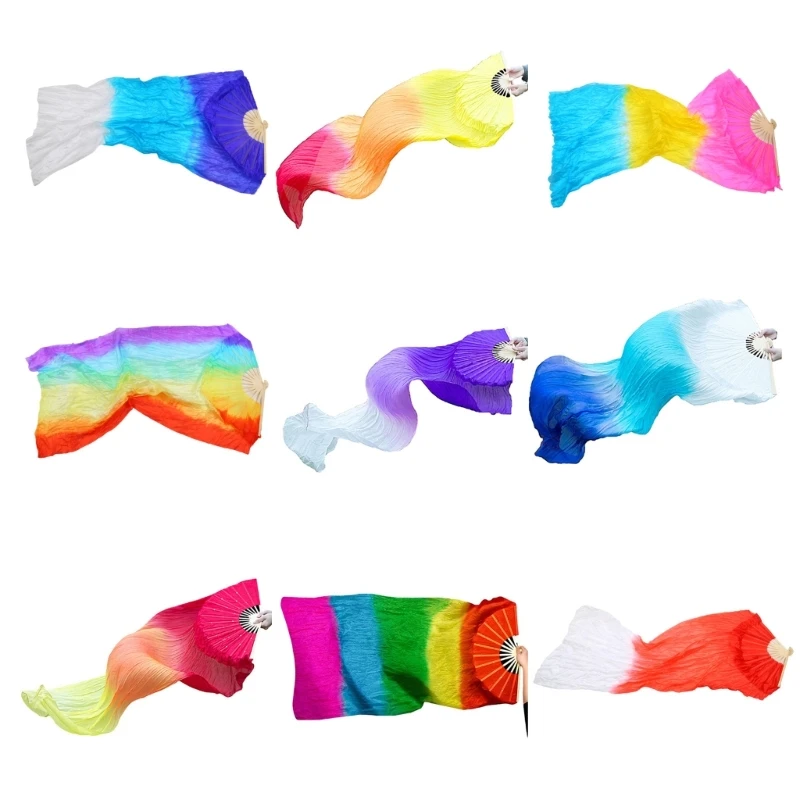 Versatile-Faux-Silk-Belly-Dance-Fan-Veils-Long-Folding-Fans-For ...