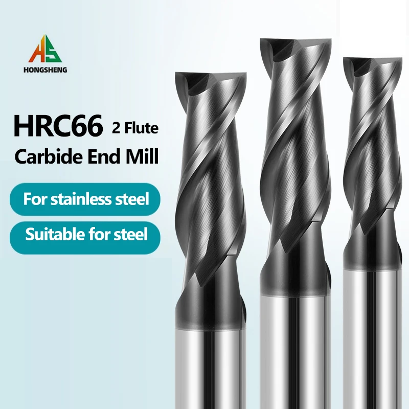 HRC66-CNC-Carbide-2-Flute-Flat-End-Mill-1-6-8MM-20MM-Shank-Tungsten ...