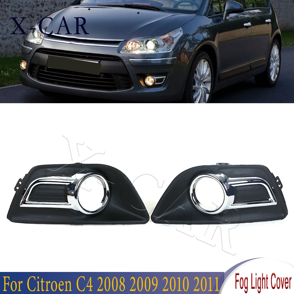 X-CAR-Left-Right-Front-Bumper-Chrome-Cover-Fog-Light-Cover-Fog-Lamp ...