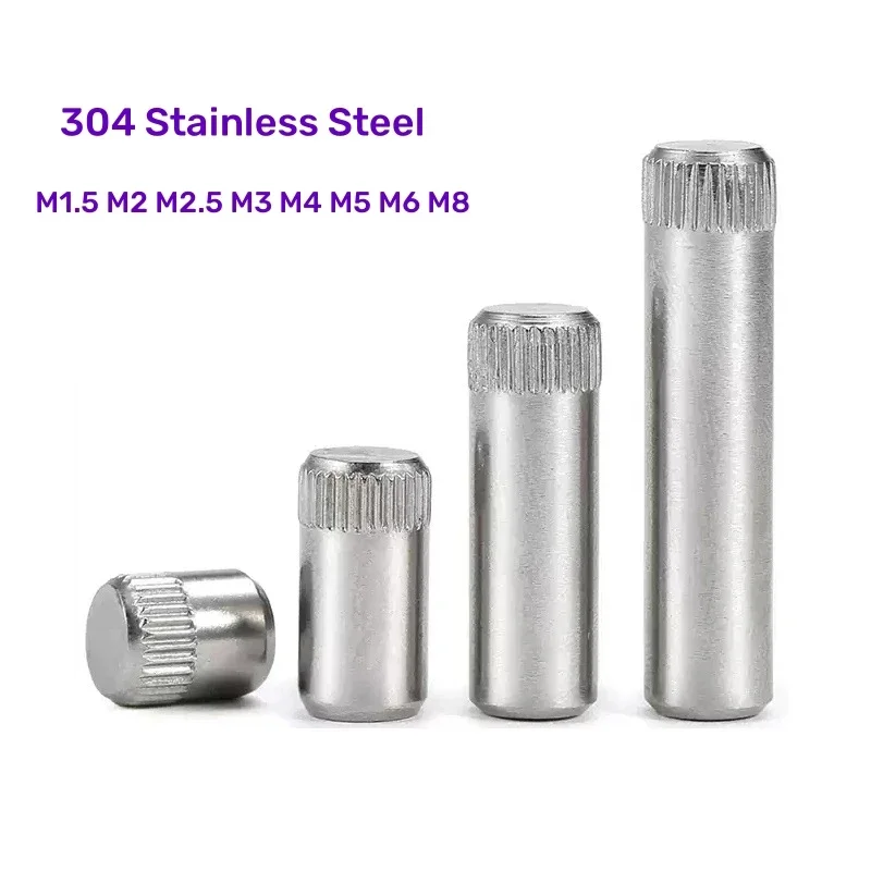 2~30pcs Knurled Pin 304 Stainless Steel Cylindrical Dowel Shaft Pin Toy ...
