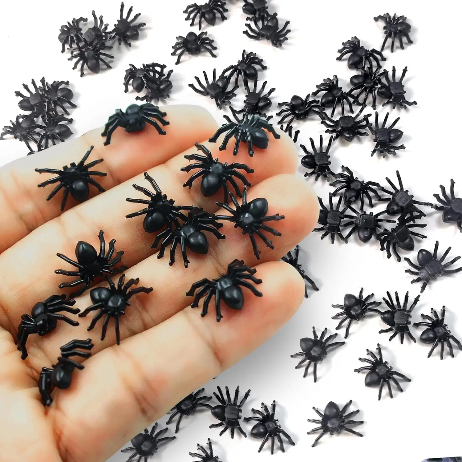 50pcs Halloween Spiders Decorations Small Black Plastic Spiders Haunted ...