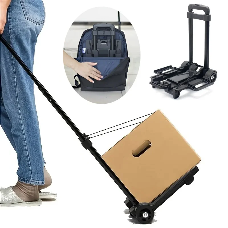 2-Rounds-Folding-Hand-Truck-Black-Small-Lightweight-Cart-Portable ...