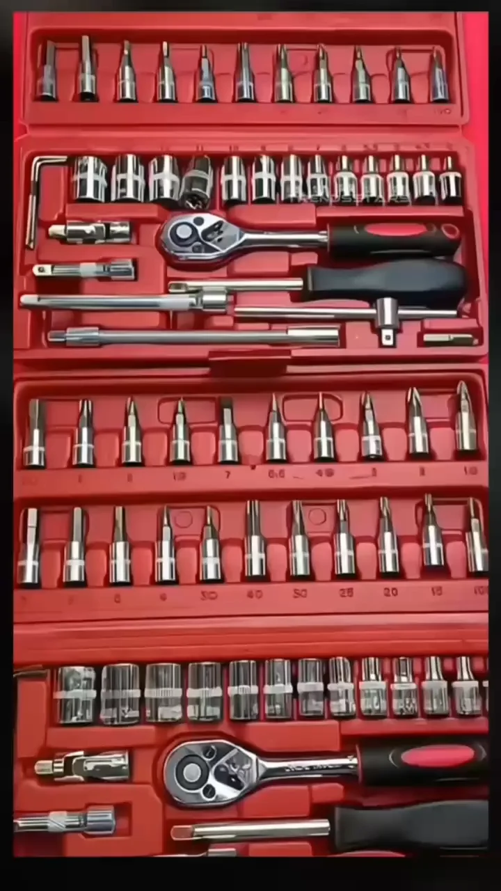 Imported 46 in 1 Pcs Combination Wrench Set Socket for Car & Bike Repairing Hand Tools Long ...