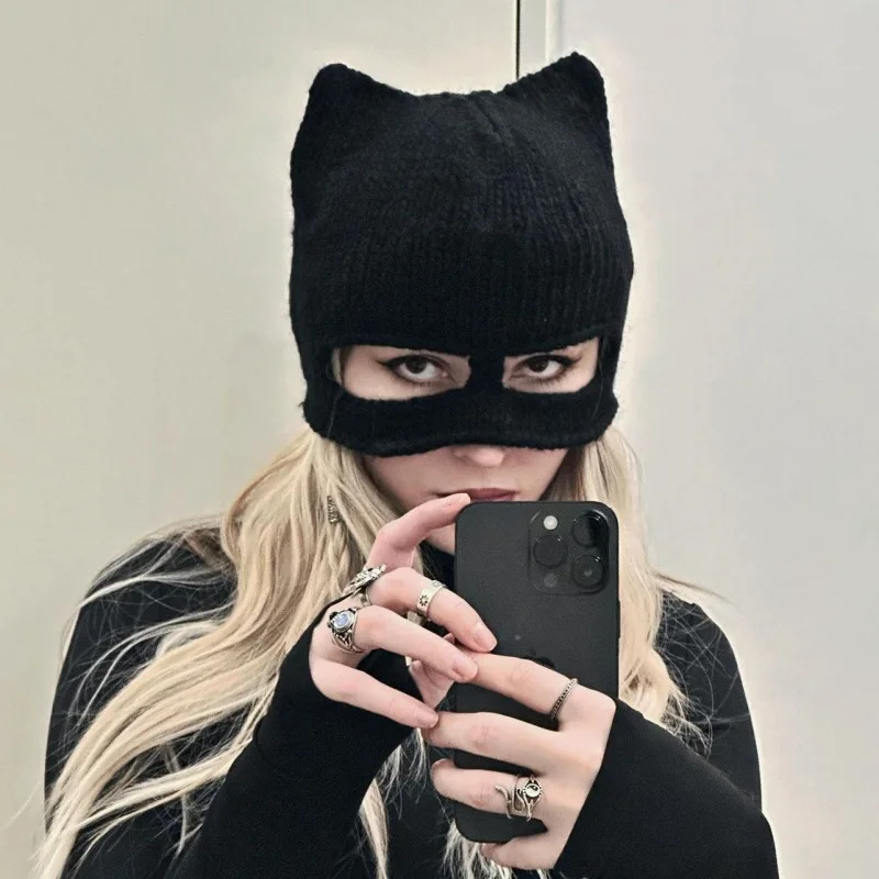 Bat Mask Beanies Cat Woman Knitted Skull Cap Masquerade Superhero Cap ...