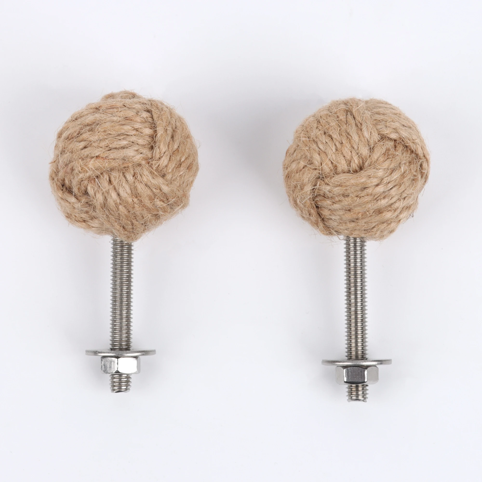 Hemp Rope Drawer Knobs Round Handmade Cabinets Dresser Handles Wood ...