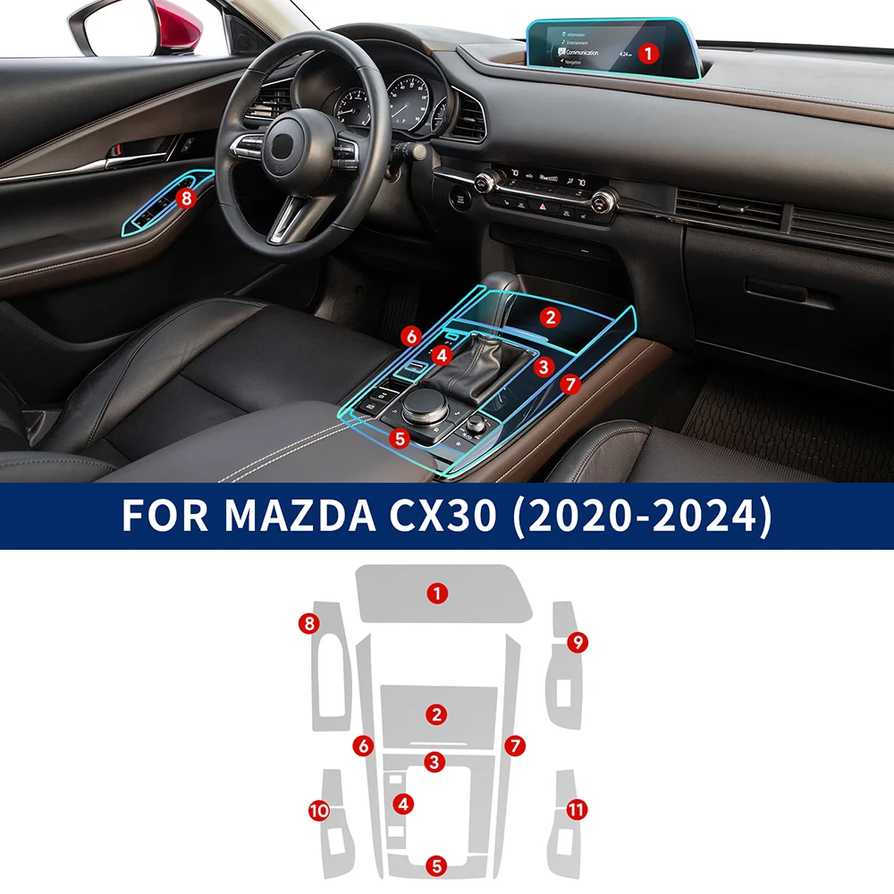 For-Mazda-CX30-2020-2024-Car-Center-Console-Gear-Panel-Navigation ...