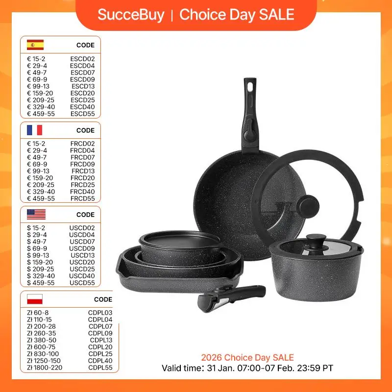 VEVOR 17 Pcs Nonstick Cookware Set Granite Pots and Pans Set Induction ...