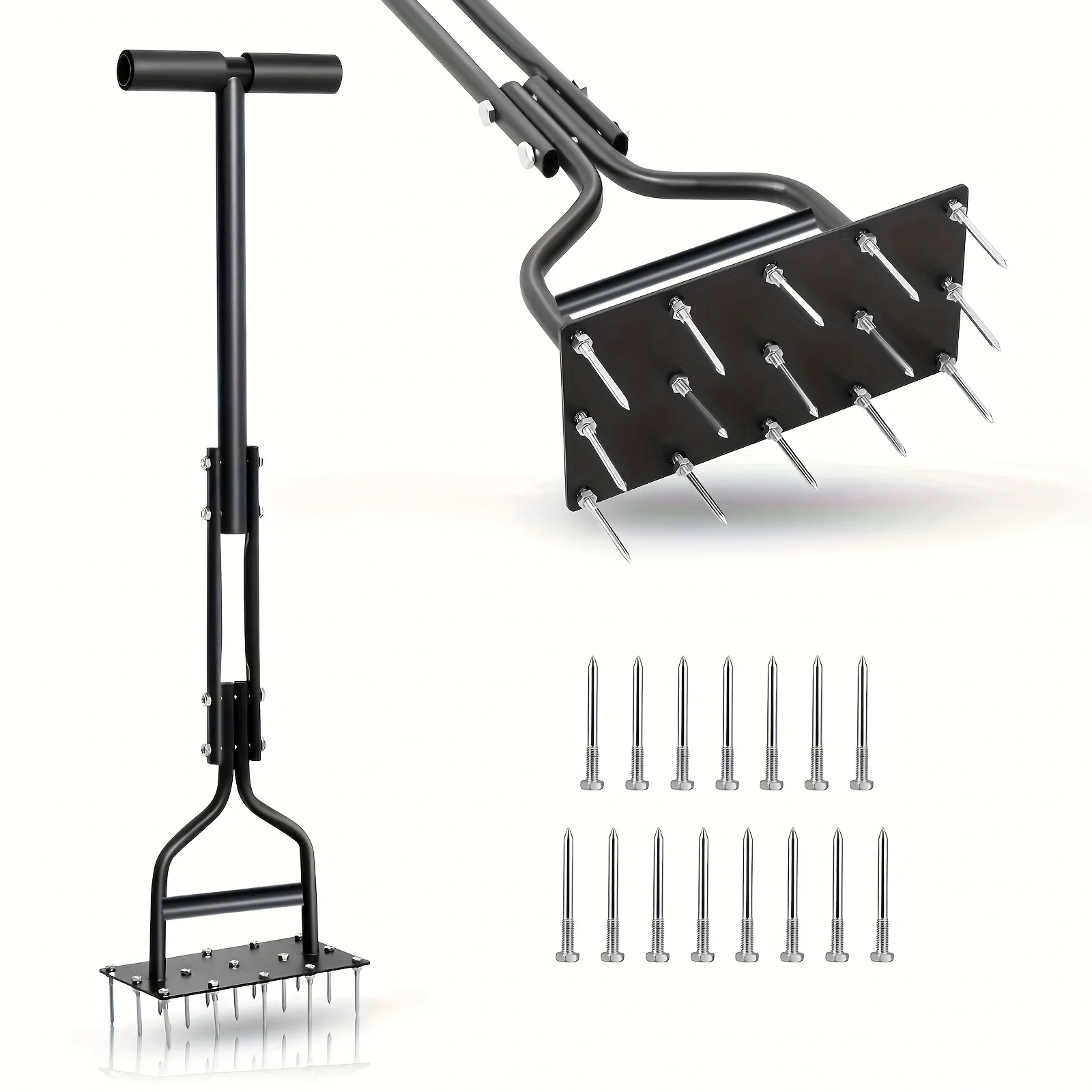 Lawn-Aerator-Spike-Manual-Tool-with-15-Tine-Spikes-Manual-Dethatching ...