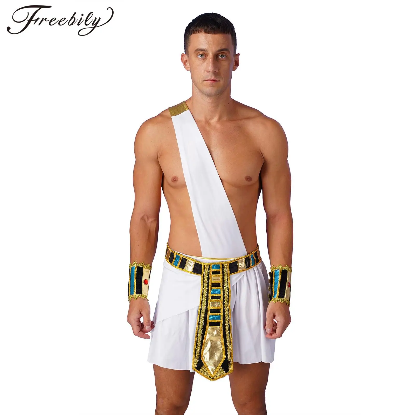 Mens-Halloween-Egyptian-Pharaoh-King-Cosplay-Costume-One-Shoulder-Skirt ...