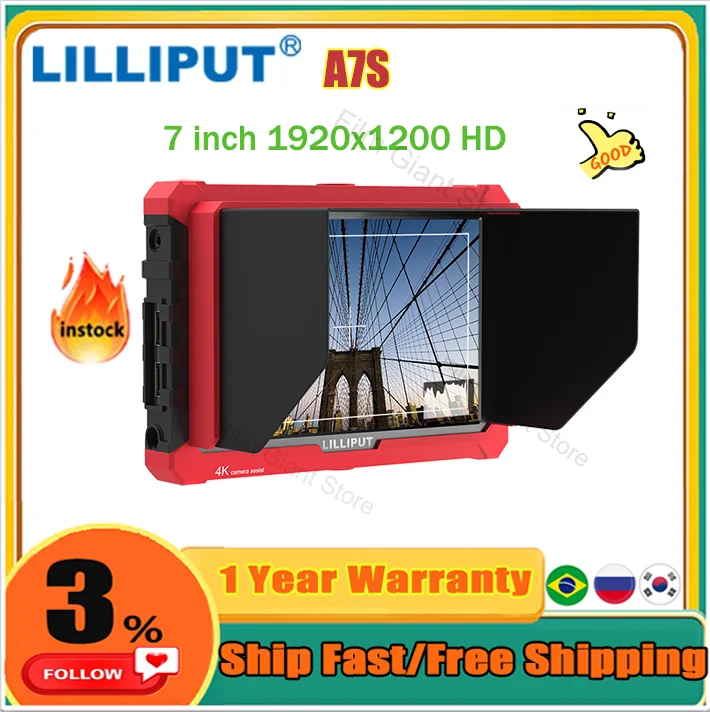 LILLIPUT A7S 7 inch 1920x1200 HD IPS Screen 500cd/m2 Camera Field ...