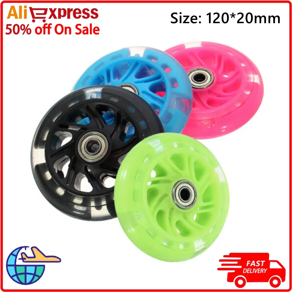 Electric Scooter Wheels LED Flash 120mm*20mm PU-Children Scooters ...