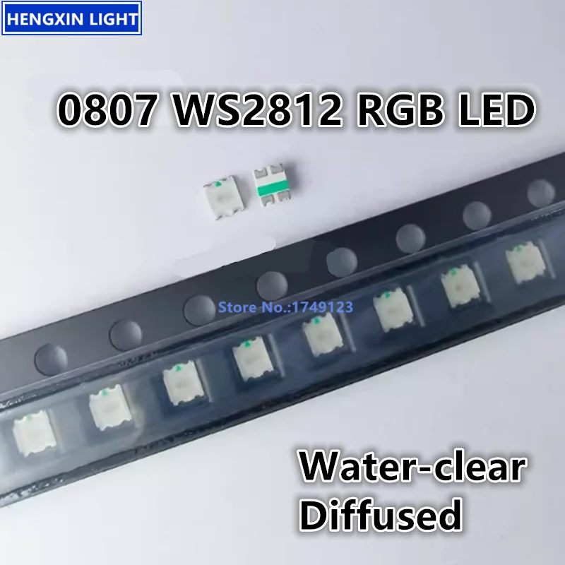 0807 WS2812 RGB SMD LED, Diffused/Water-clear, 7-Color built-in IC ...