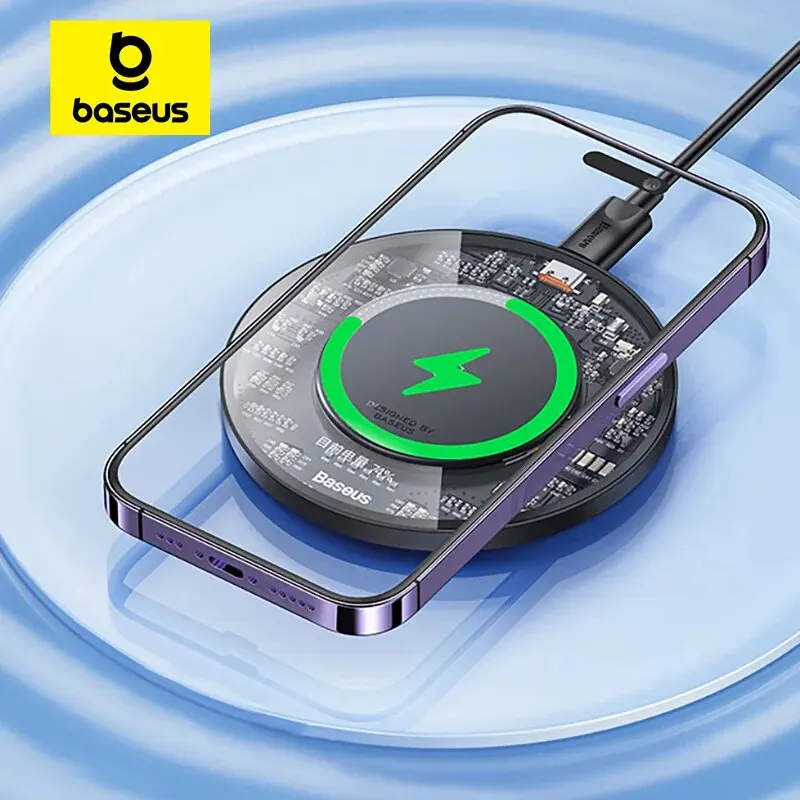 Baseus-15W-Fast-Wireless-Charger-For-iPhone-15-14-For-Airpods-Visible ...