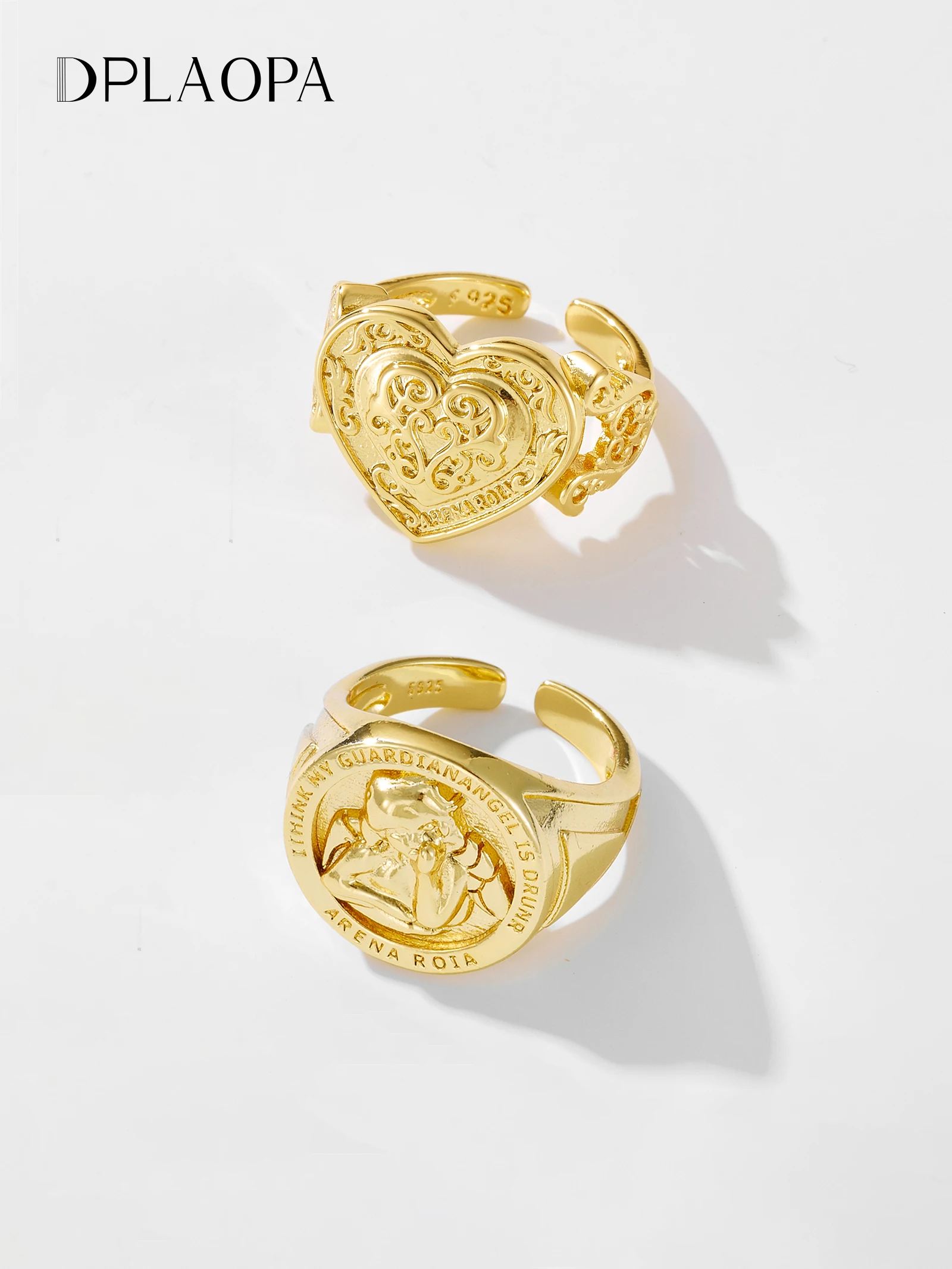 DPLAOPA-925-Sterling-Silver-Gold-Heart-Resizable-Ring-for-Women-Luxury-Big-Ring-Fine-Jewelry ...