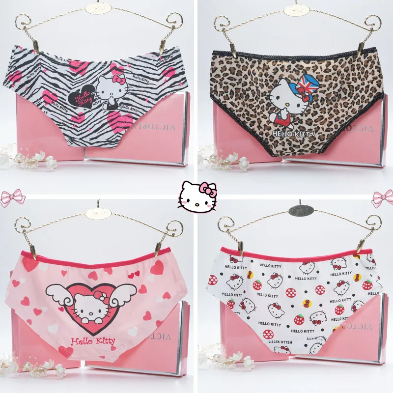 Hello Kitty bragas Kawaii para niña, ropa interior Sexy de algodón puro ...