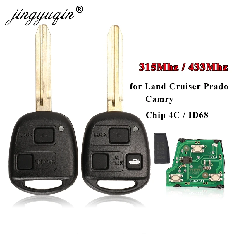 jingyuqin Remote Car Key with 4D67/4D68/4C Chip for Toyota Camry Land ...