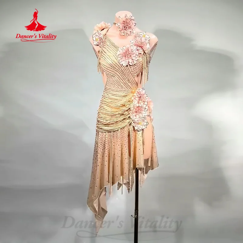 Latin-Dancing-Women-s-Customized-Exquisite-Flowers-Sexy-Backless-Dress ...