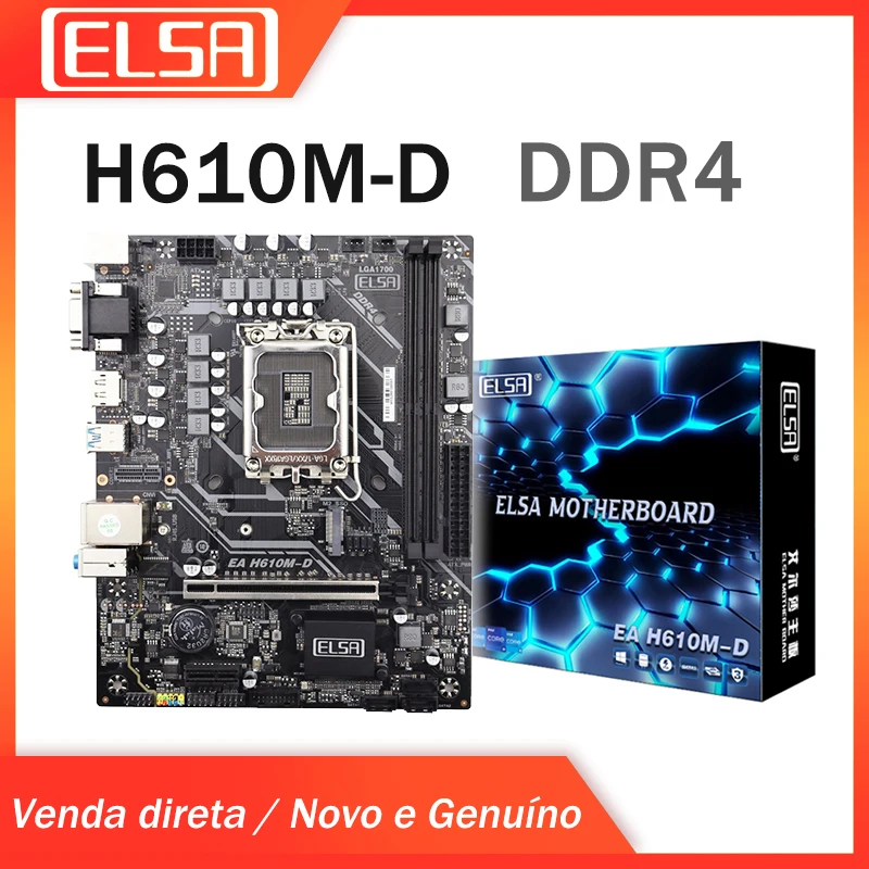 ELSA-H610-ATX-Motherboard-LGA-1700-Dual-DDR4-Suporte-12-13-Gera-o-Intel ...