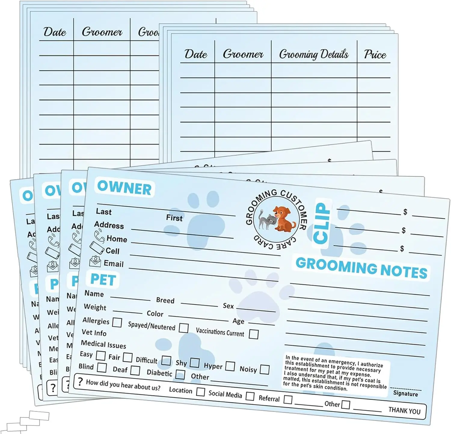 Dog-Grooming-Client-Cards-8-5-inch-Pet-Dog-Cat-Grooming-Customer-Client ...
