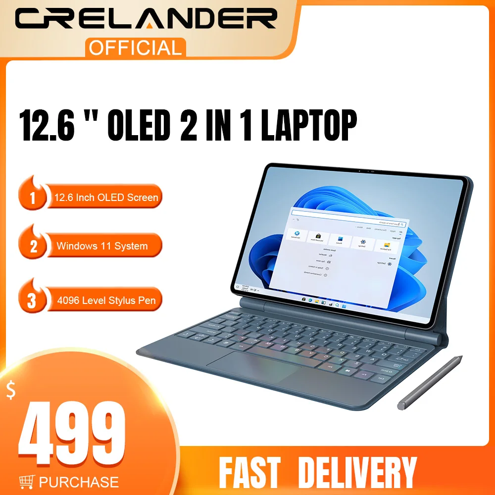 CRELANDER-2-in-1-Notebook-12-6-Inch-OLED-Intel-Celeron-N5100-DDR4-8GB ...