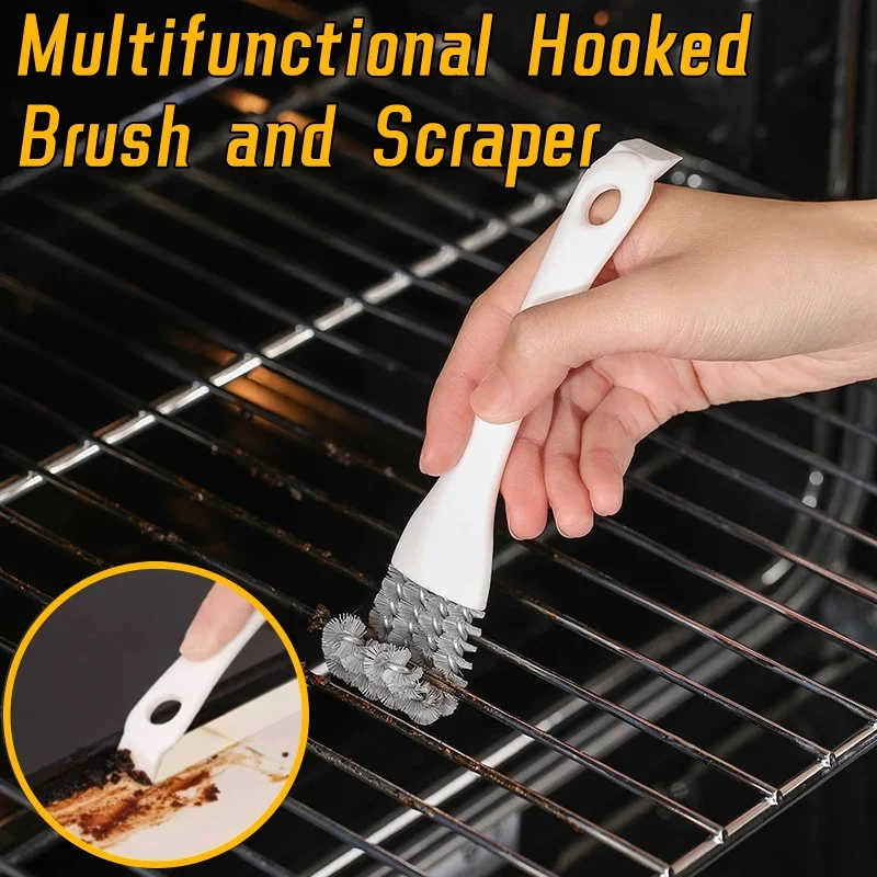 2Pcs-Grill-Brush-V-shaped-Hooked-Brush-and-Scraper-Multifunctional ...