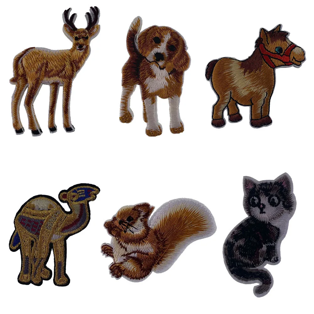 5Pcs-Cartoon-Animal-Embroidery-Patches-Iron-On-Patch-For-Clothing ...