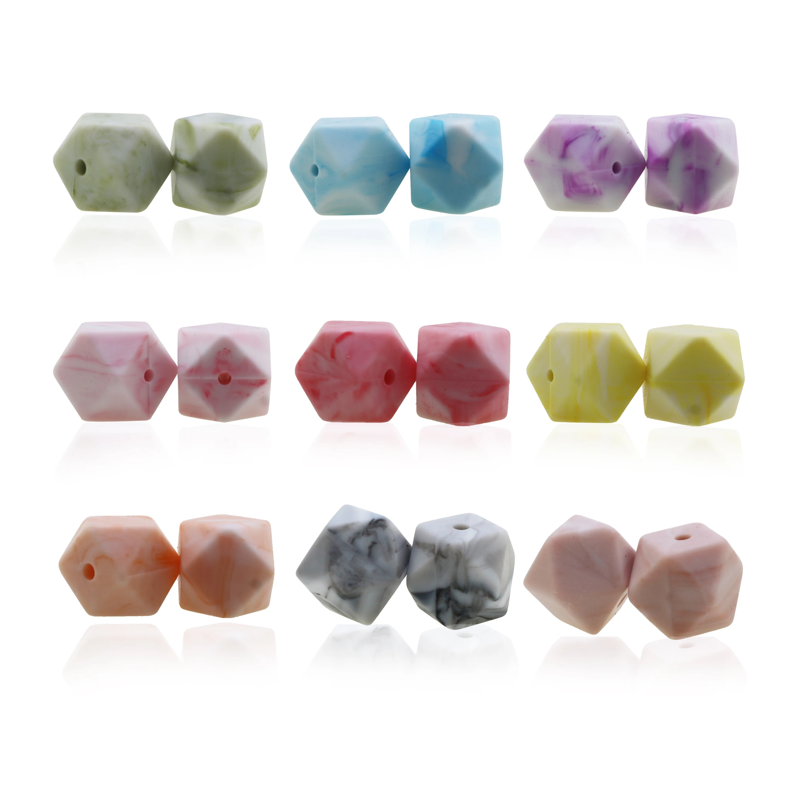 Marble Hexagon Silicone Beads | Hexagon Silicone Beads 17mm | Silicone ...