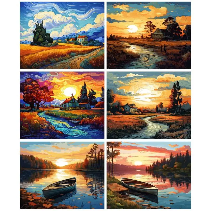 GATYZTORY-Frame-DIY-Painting-By-Numbers-Nature-Landscape-Oil-Paint-By ...