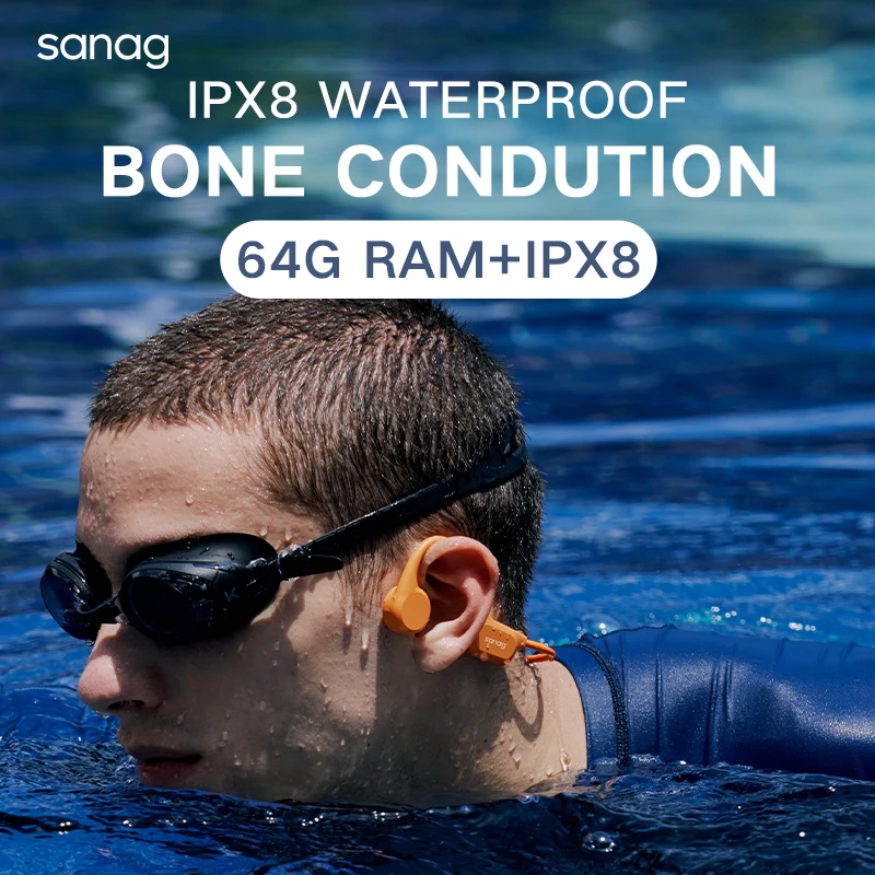 Sanag B60 프로 골전도 이어폰, IPX8 무선 오픈 헤드셋, 블루투스 5.3 수영 헤드폰, 64GB MP3 이어버드| | - AliExpress