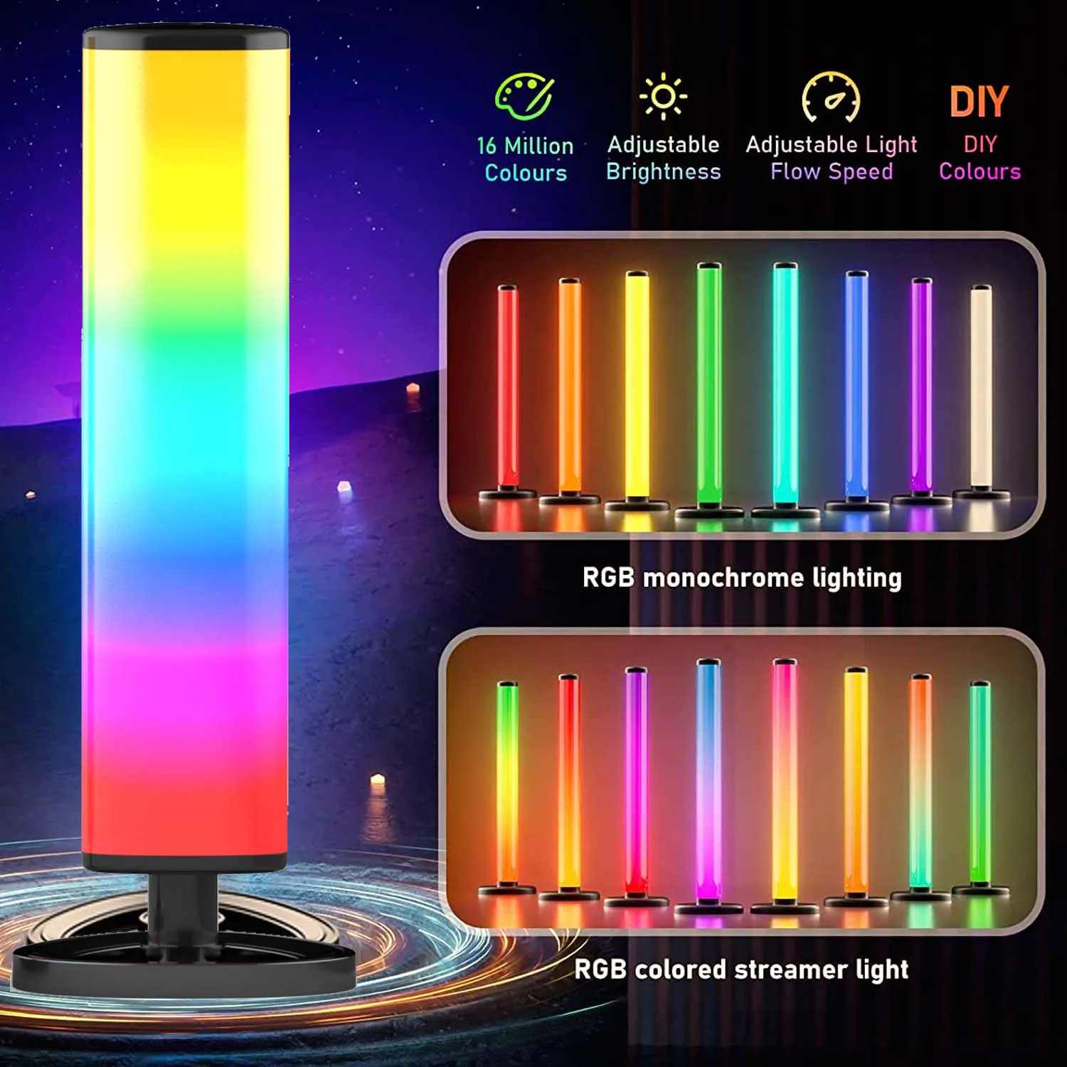 음악 사운드 컨트롤 Rgb Led 야간 조명 스마트 앱 스탠드 램프 주변 백라이트 픽업 라이트 게임 데스크탑 홈 데코 2