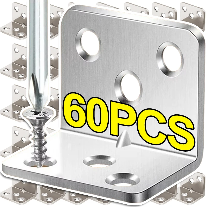 10/60x Stainless Steel Corner Bracket Universal 90 Degree Right Angle ...