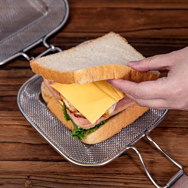 Stainless-steel-sandwich-maker-Panini-pressed-bread-baking-net-holder ...