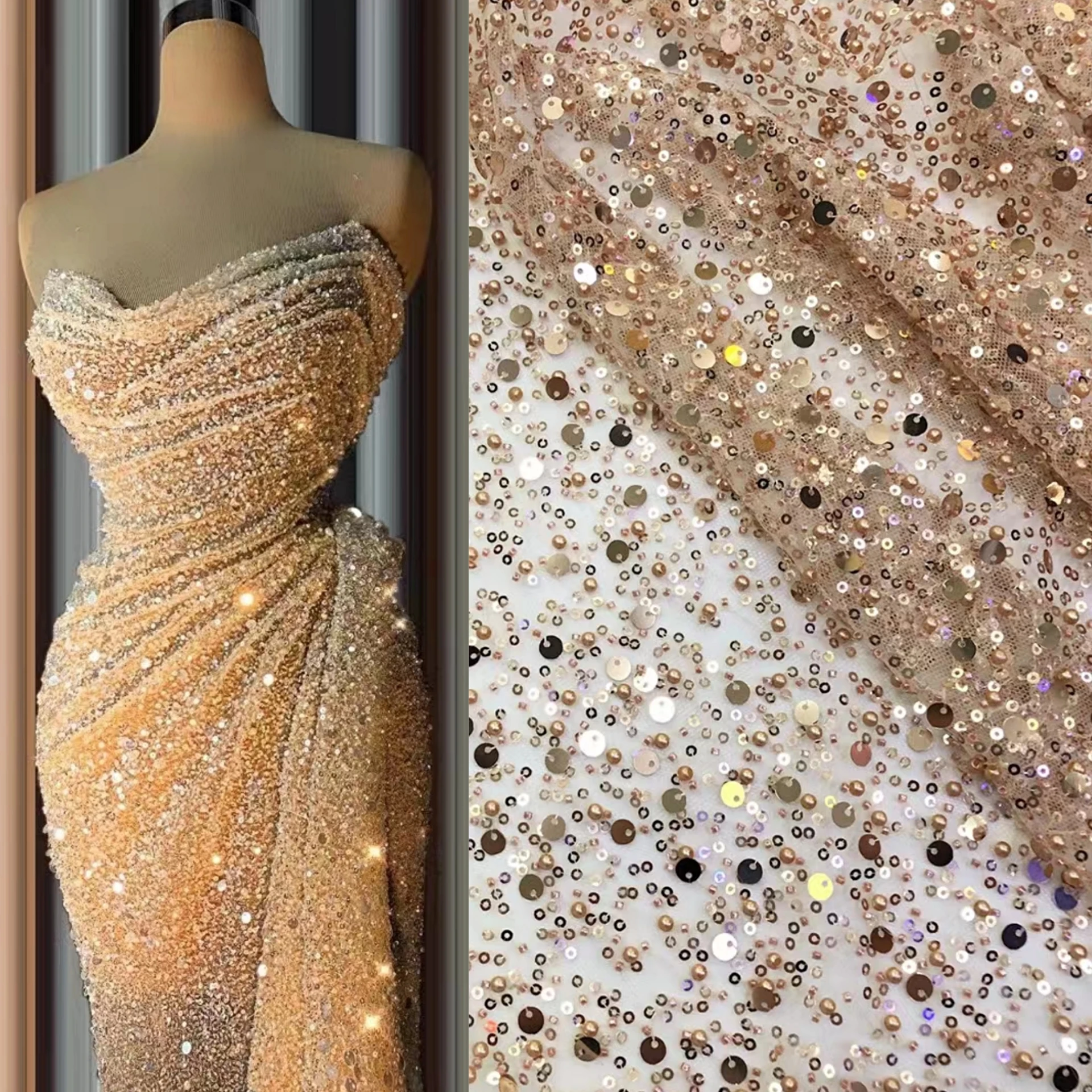 38 Colors Designer Lace Fabric Sequins Lace Beaded Pearl Fabric Crafts ...