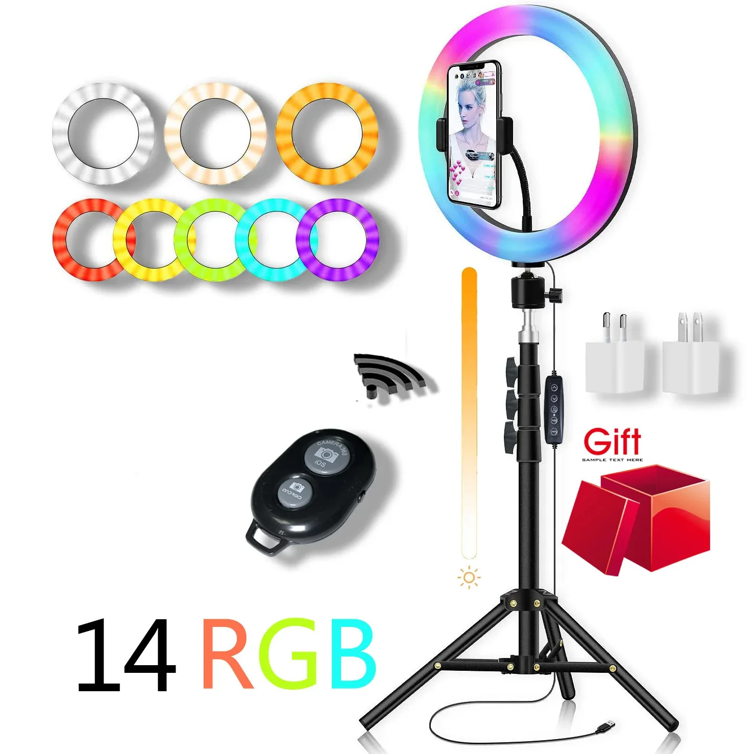 26CM-RGB-Color-Soft-Ring-Light-Remote-Circle-Lamp-With-Tripod-Stand ...