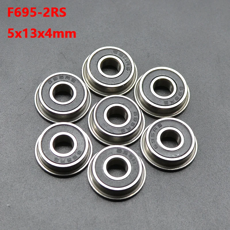 10Pcs F623 F686 F688 F689 F695 F696 F698 -2RS Bearing 5x13x4mm Flanged ...
