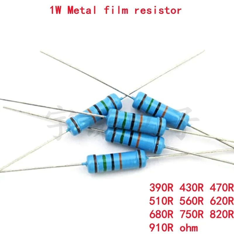 20pcs 1W Metal film resistor 1% 390R 430R 470R 510R 560R 620R 680R 750R ...