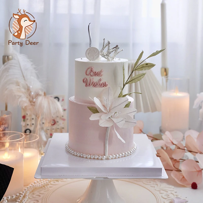 Artificial Flowers Spray Hibiscus Cake Toppers Ins Engagement Dessert ...
