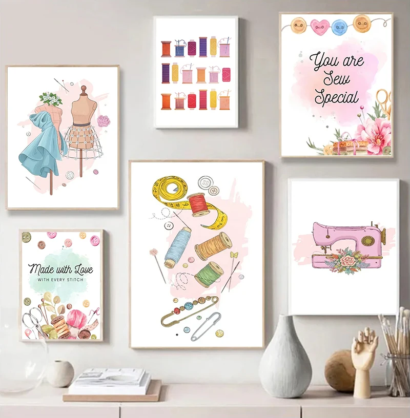 Dress-Machine-Needle-Thread-Scissors-Beautiful-Sewing-Posters-And ...