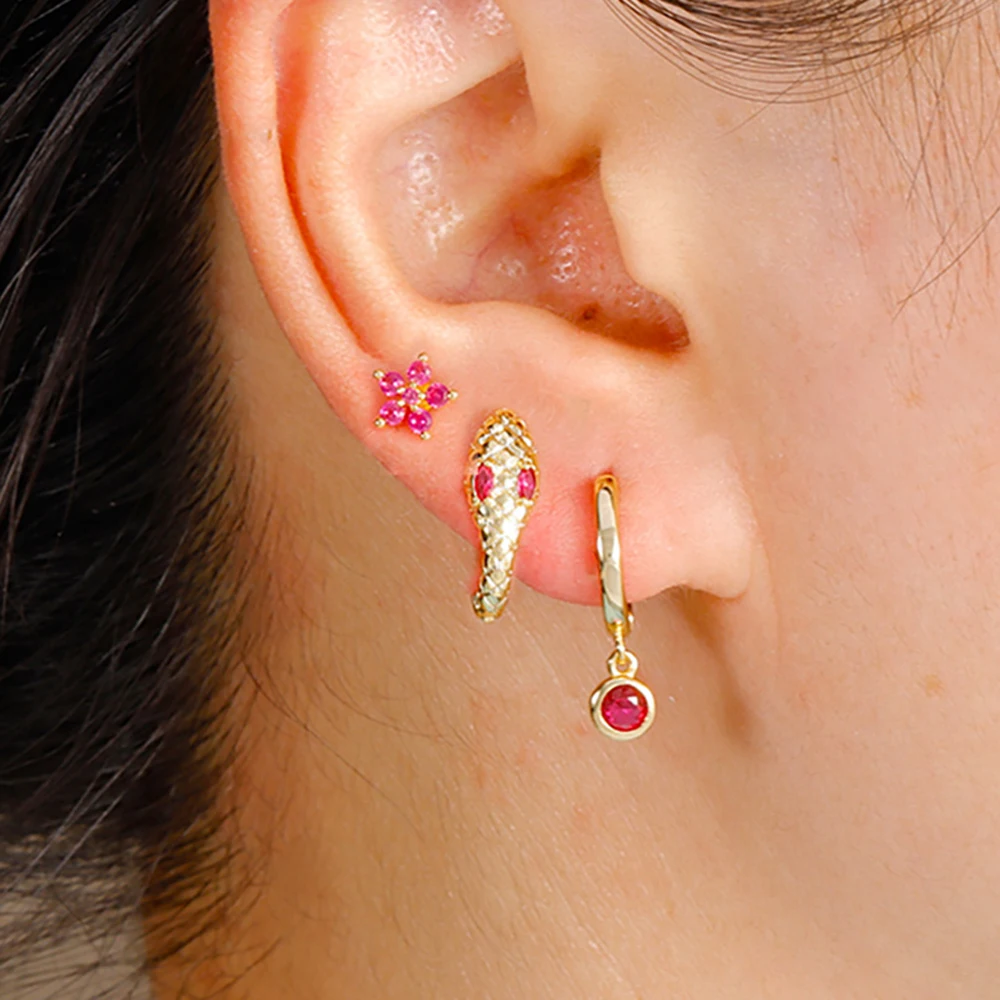 3PCS-Stainless-Steel-Little-Snake-Earrings-Set-For-Women-Gold-Color ...
