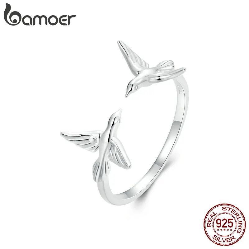 BAMOER-Bird-Rings-for-Women-Sterling-Silver-Adjustable-Kingfisher-Ring ...