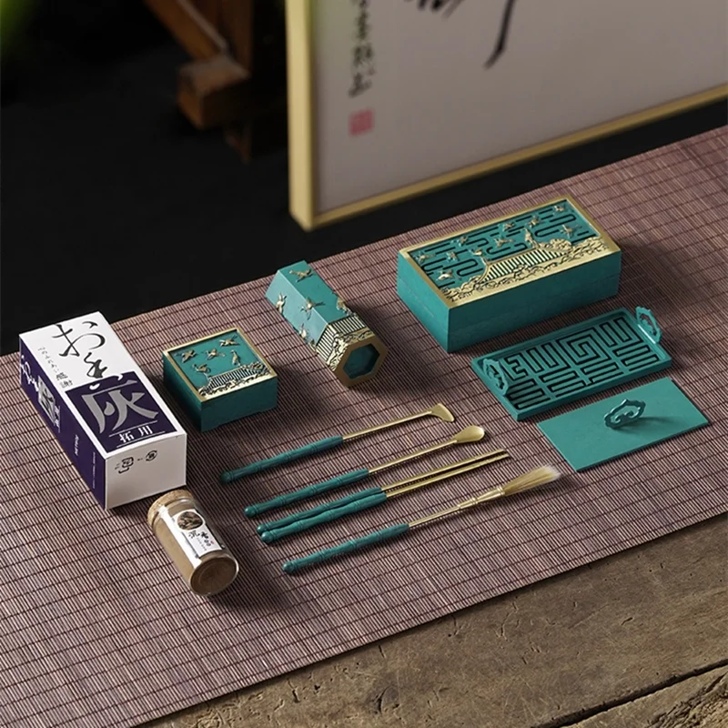 11 Pieces of Incense Seal Set Pure Copper Burning Blue Incense Stove ...