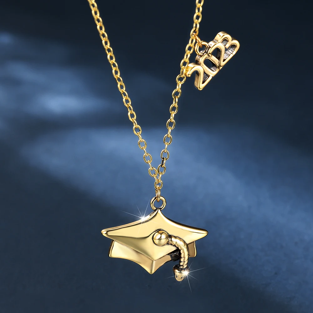 2023-Trendy-18K-Gold-Plated-Bachelor-Hat-Pendant-Necklace-for-Girls ...