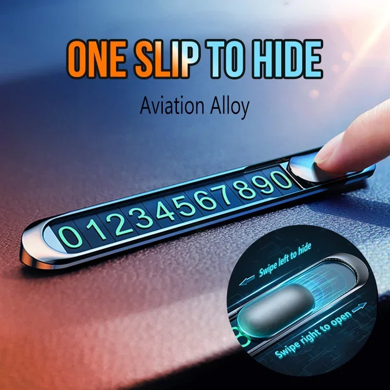 Hidden-Car-Styling-Temporary-Parking-Card-Plate-Telephone-Number-Metal ...