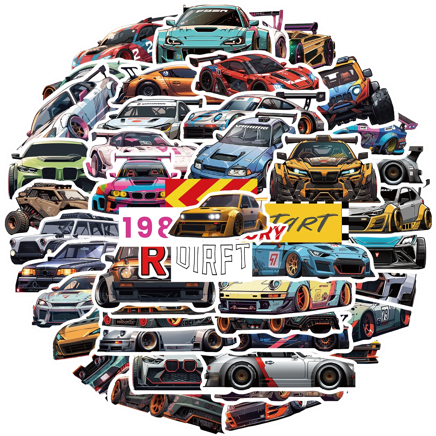 50pcs-JDM-Retrofit-Racing-Car-Graffiti-Stickers-Laptop-Guitar-Suitcase ...