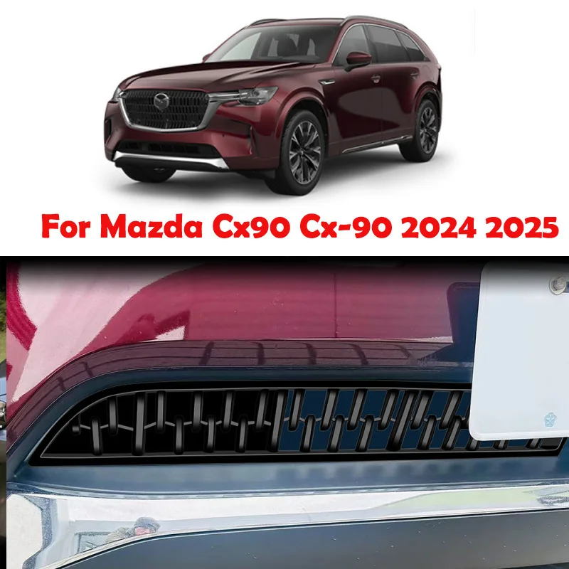 For mazda CX-90 CX90 2024 2025 ABS black middle mesh Front Bumper ...