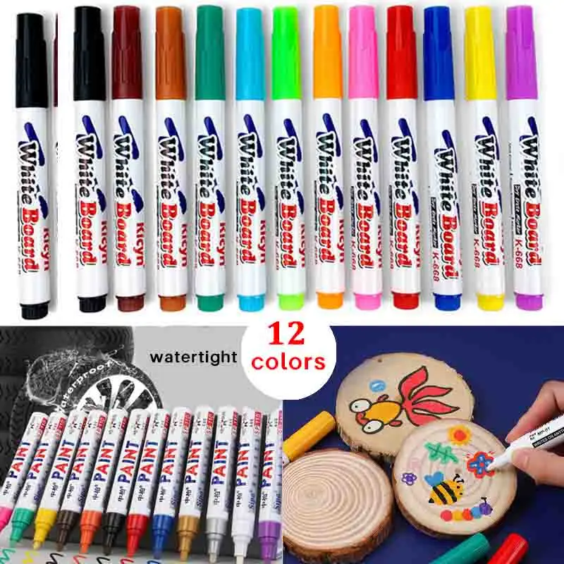 Fabric-Markers-Pens-Permanent-Magic-Paint-Marker-Fabric-Pen-12-Colors ...