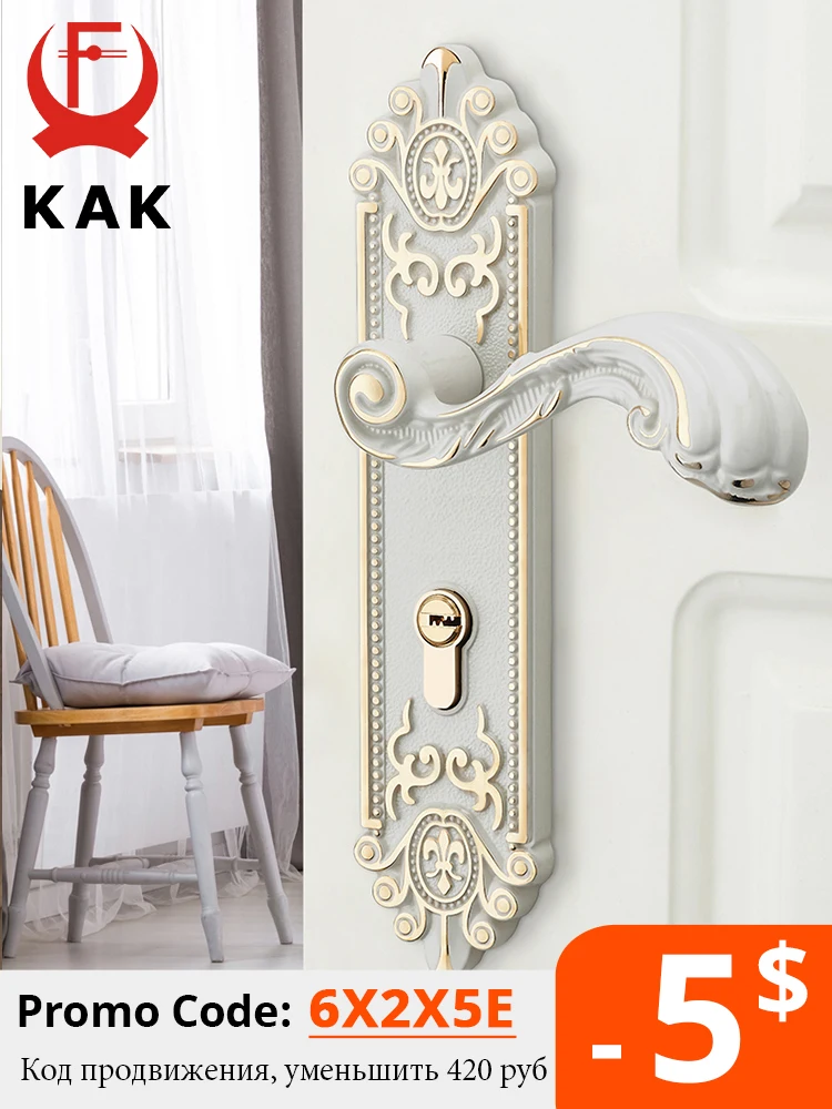 KAK-European-Style-Gold-Door-Locks-with-Keys-Door-Handle-Ivory-White ...