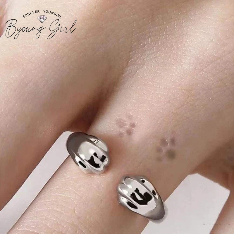Cat-Paw-Print-Ring-Fantastic-Cat-Imprint-Silver-Color-Simple-Style ...